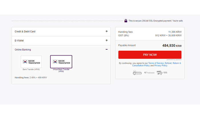 Checkout with Virtual Bank Transfer (KRW) - G2G Payment Guide
